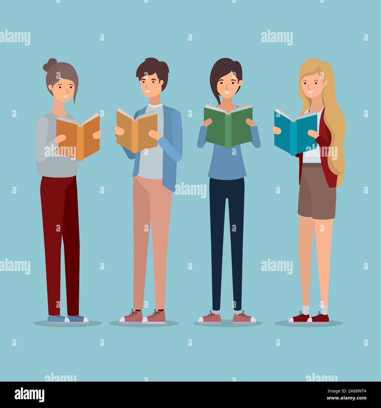 Woman reading book big Stock Vector Images - Alamy