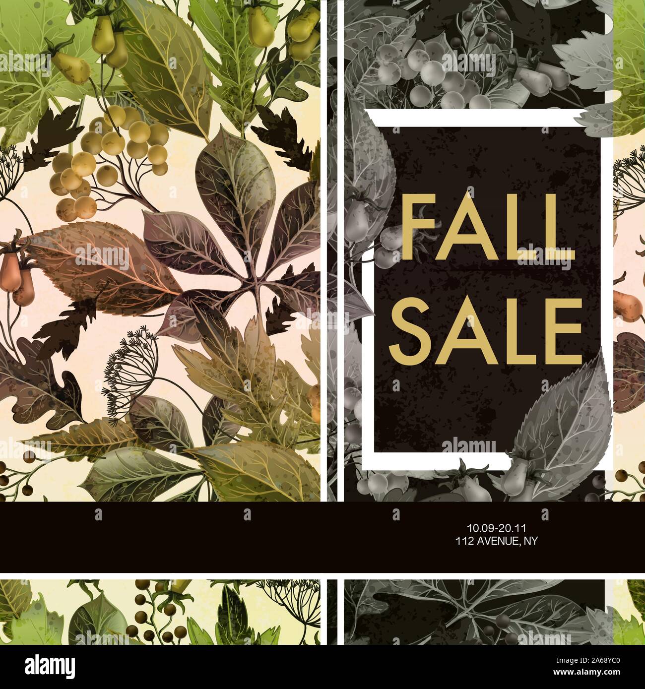 Poster fall sale with leaves and berries. Vector Stock Vector Image ...