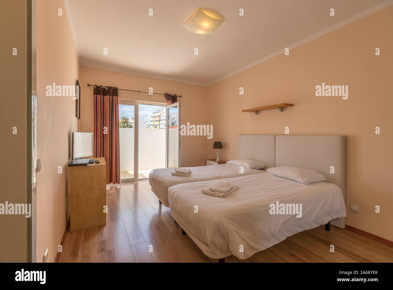 Bedroom Sample with a Balcony Stock Photo - Alamy