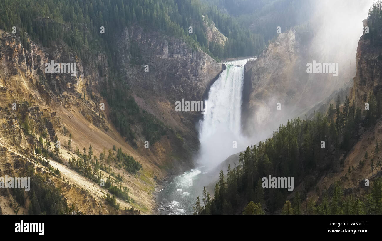 lower falls from lookout point in yellowstone Stock Photo - Alamy
