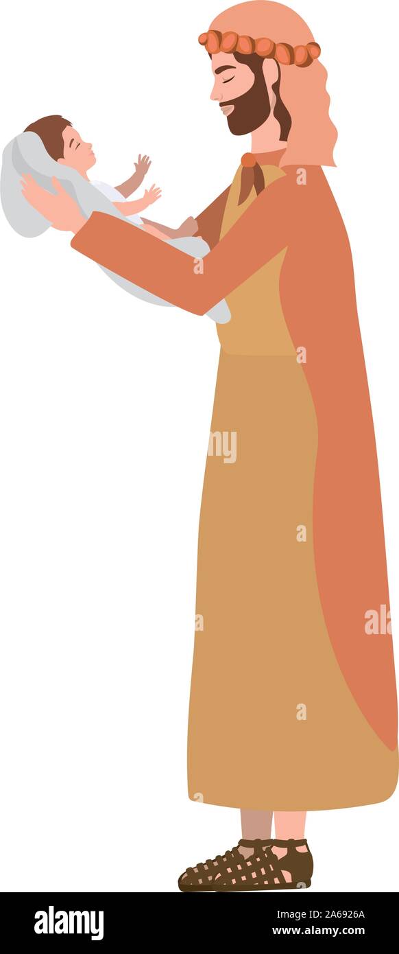 saint joseph lifting jesus baby manger characters Stock Vector Image ...