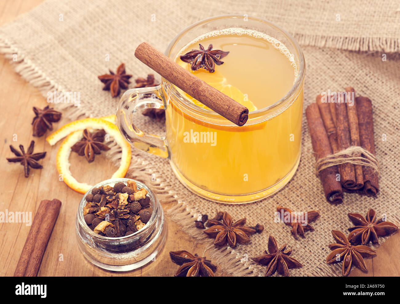 Homemade Hot Apple Cider With Spices Stock Photo - Alamy