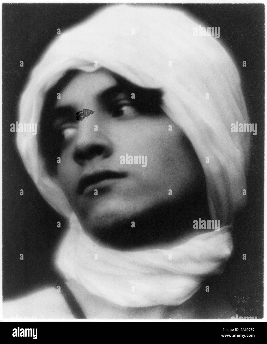 Youth in Middle-Eastern costume with turban (cropped at neck Stock ...