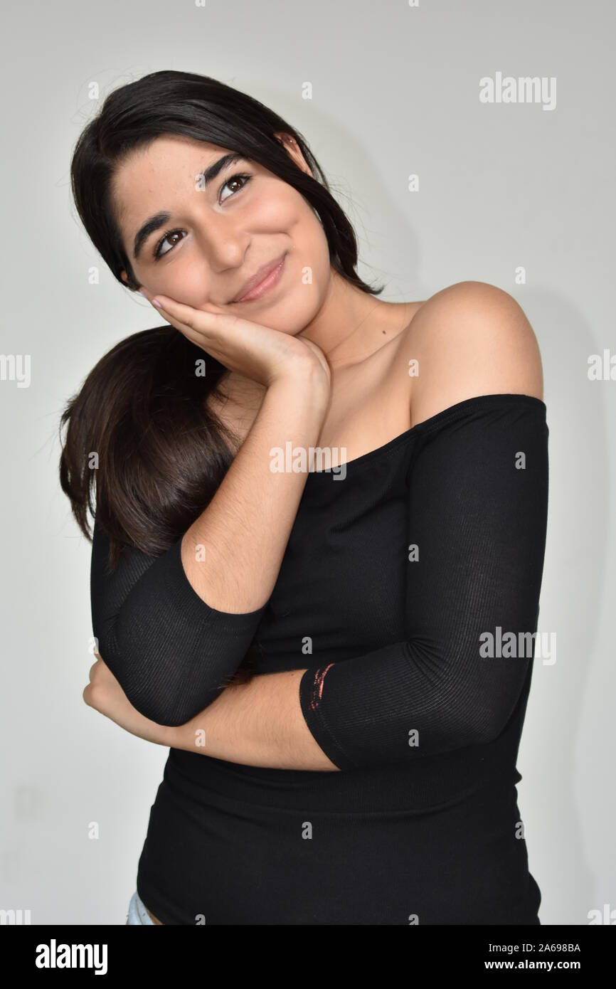 Wondering Cute Female Stock Photo - Alamy