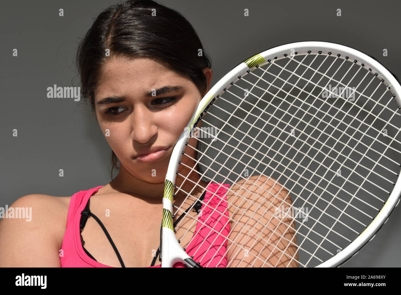 Sad Female Teen Tennis Player And Losing Stock Photo - Alamy