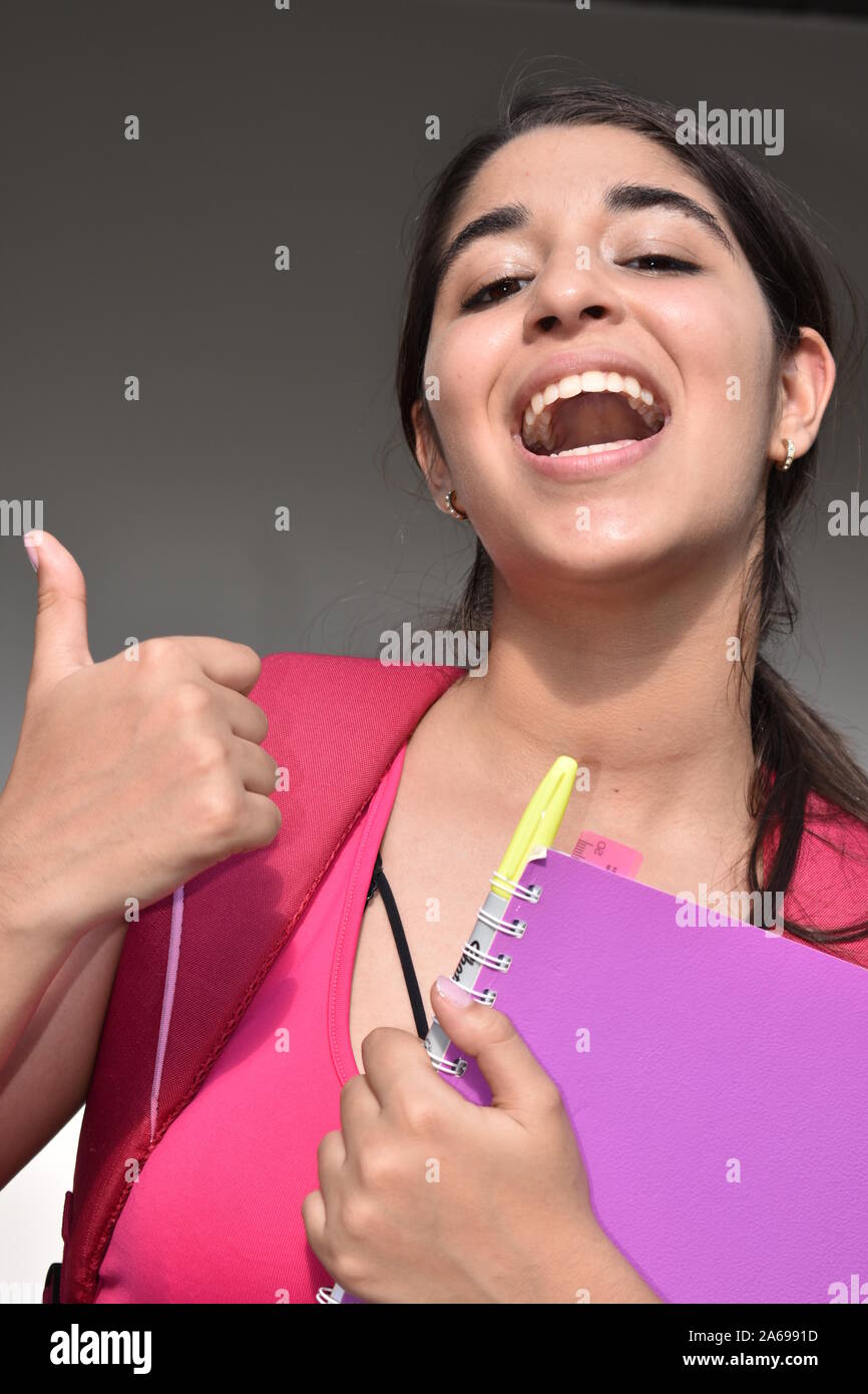 Happy Cute Female Student Stock Photo - Alamy