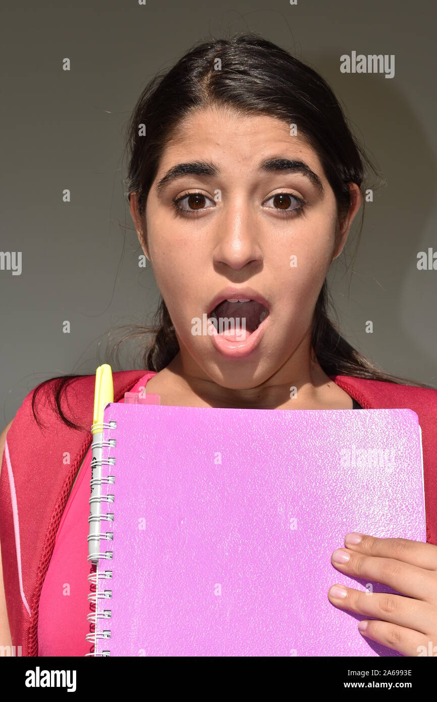 Startled Female Student Stock Photo - Alamy