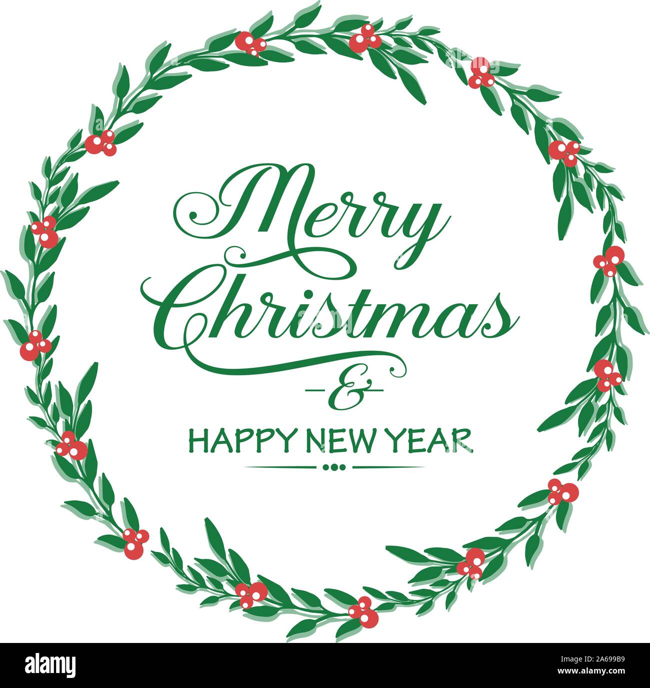 Calligraphy text of merry christmas and happy new year, with element ...