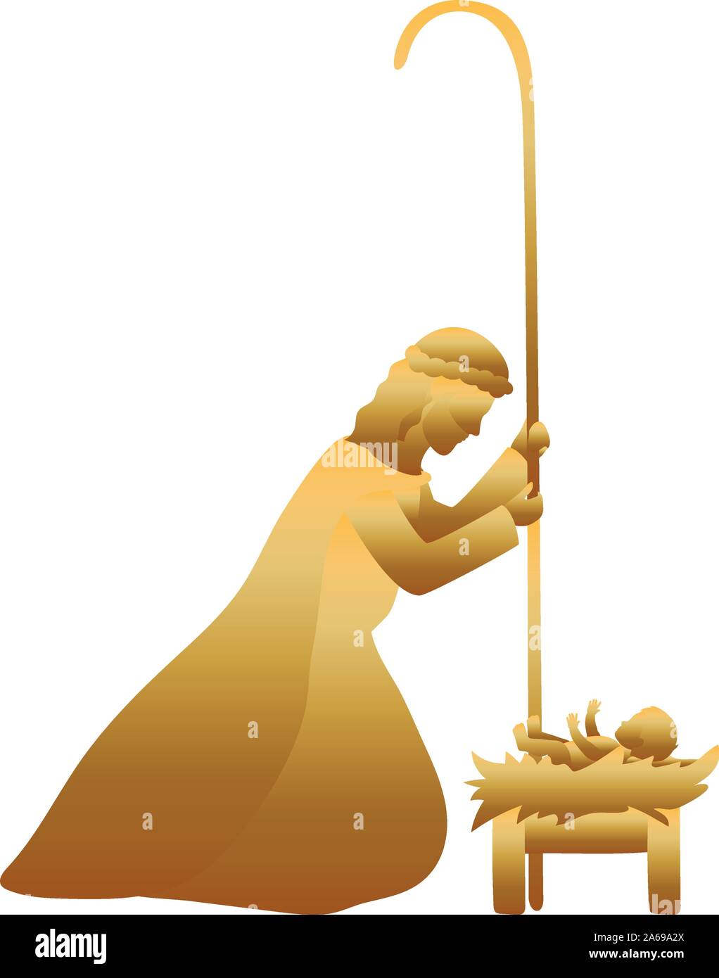 golden saint joseph with jesus baby manger characters Stock Vector ...