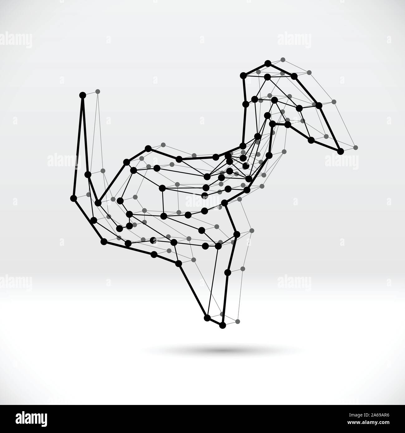 Abstract 3D wireframe shape with connected structure Stock Vector Image ...