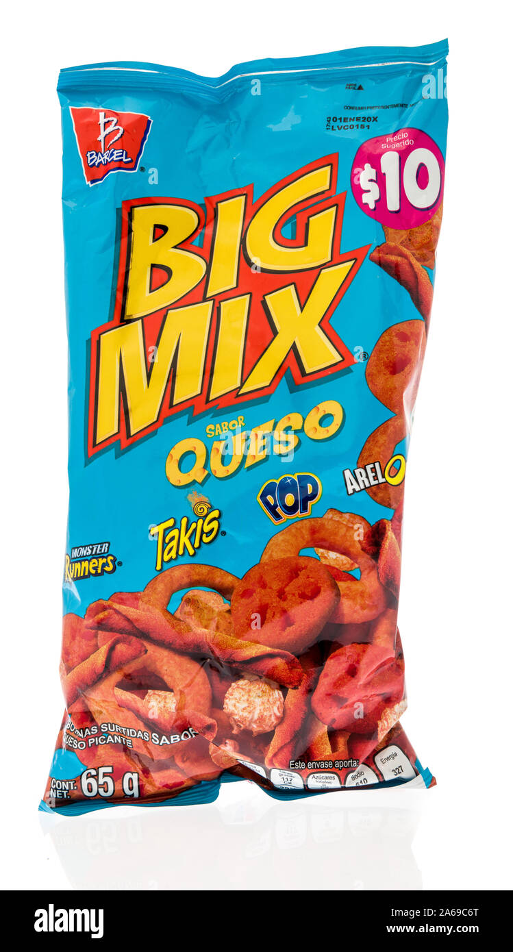 Winneconne, WI - 10 October 2019: A package of Barcel big mix chips on ...