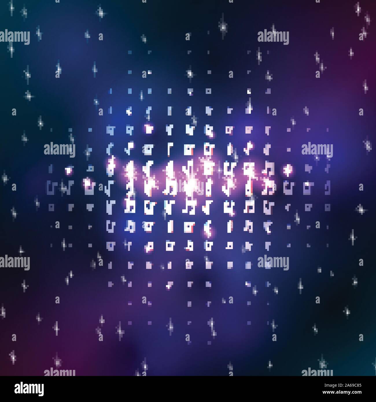 Music notes in space background with shiny stars Stock Vector Image ...