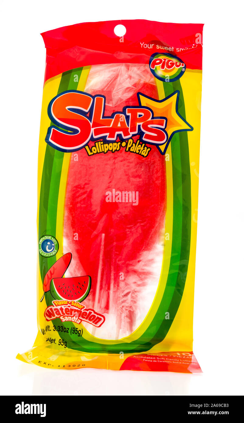 Winneconne, WI - 10 October 2019: A package of Slaps candy on an ...