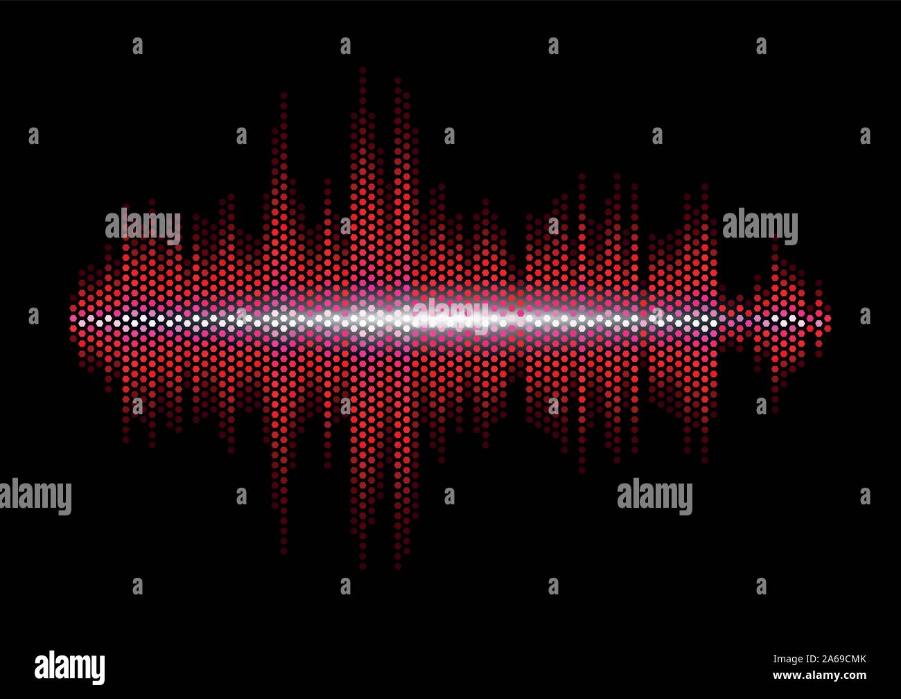 Red sound waveform with hex grid light filter Stock Vector Image & Art ...
