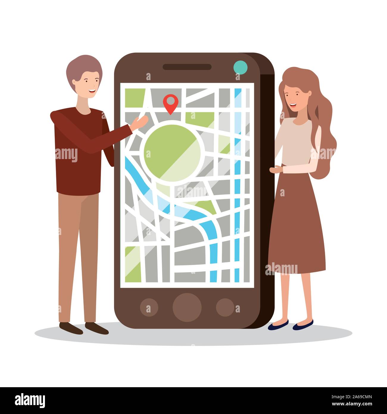 Young couple map in Stock Vector Images - Alamy