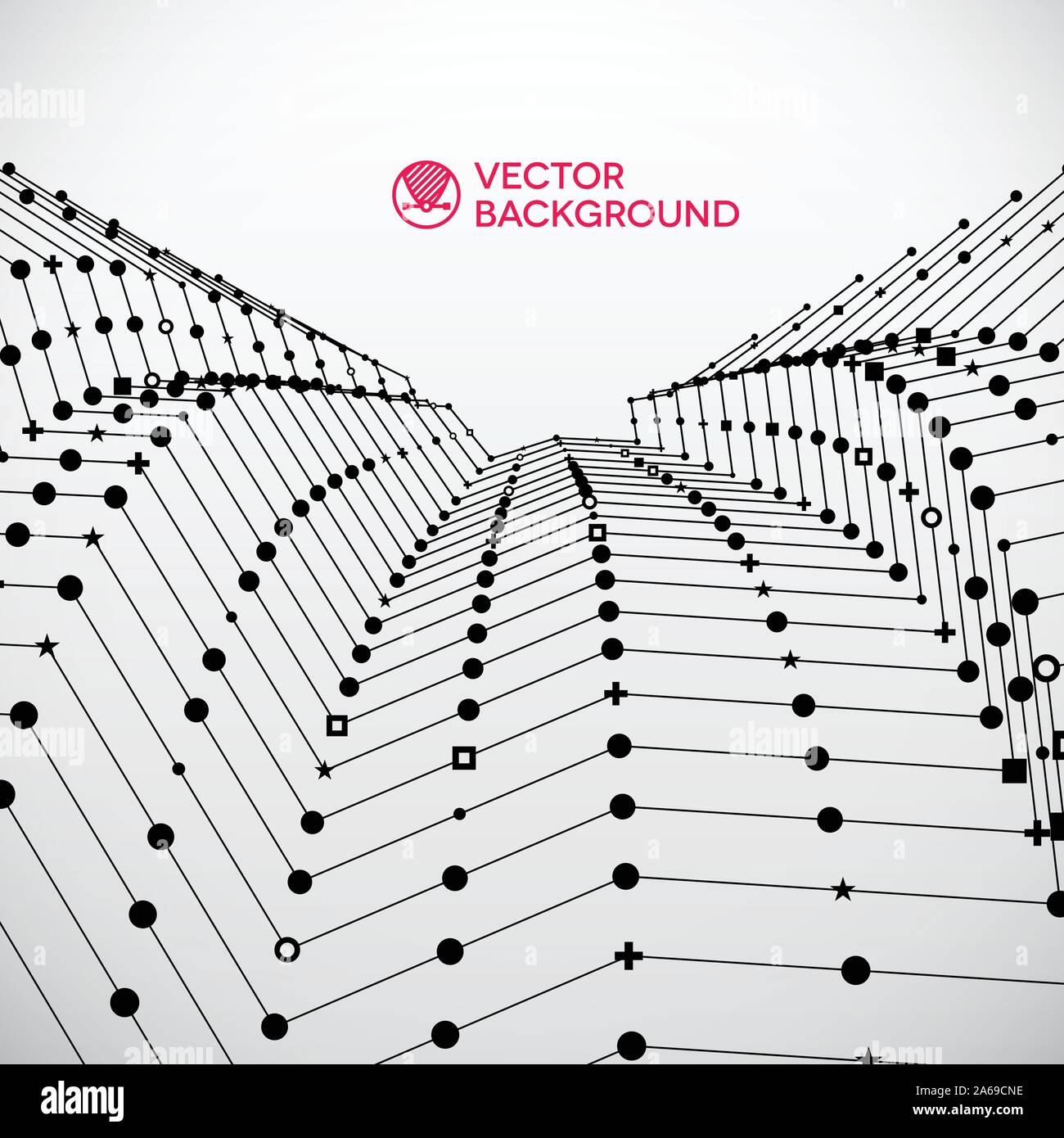 Wavy grid made of connected dots with signs Stock Vector Image & Art ...