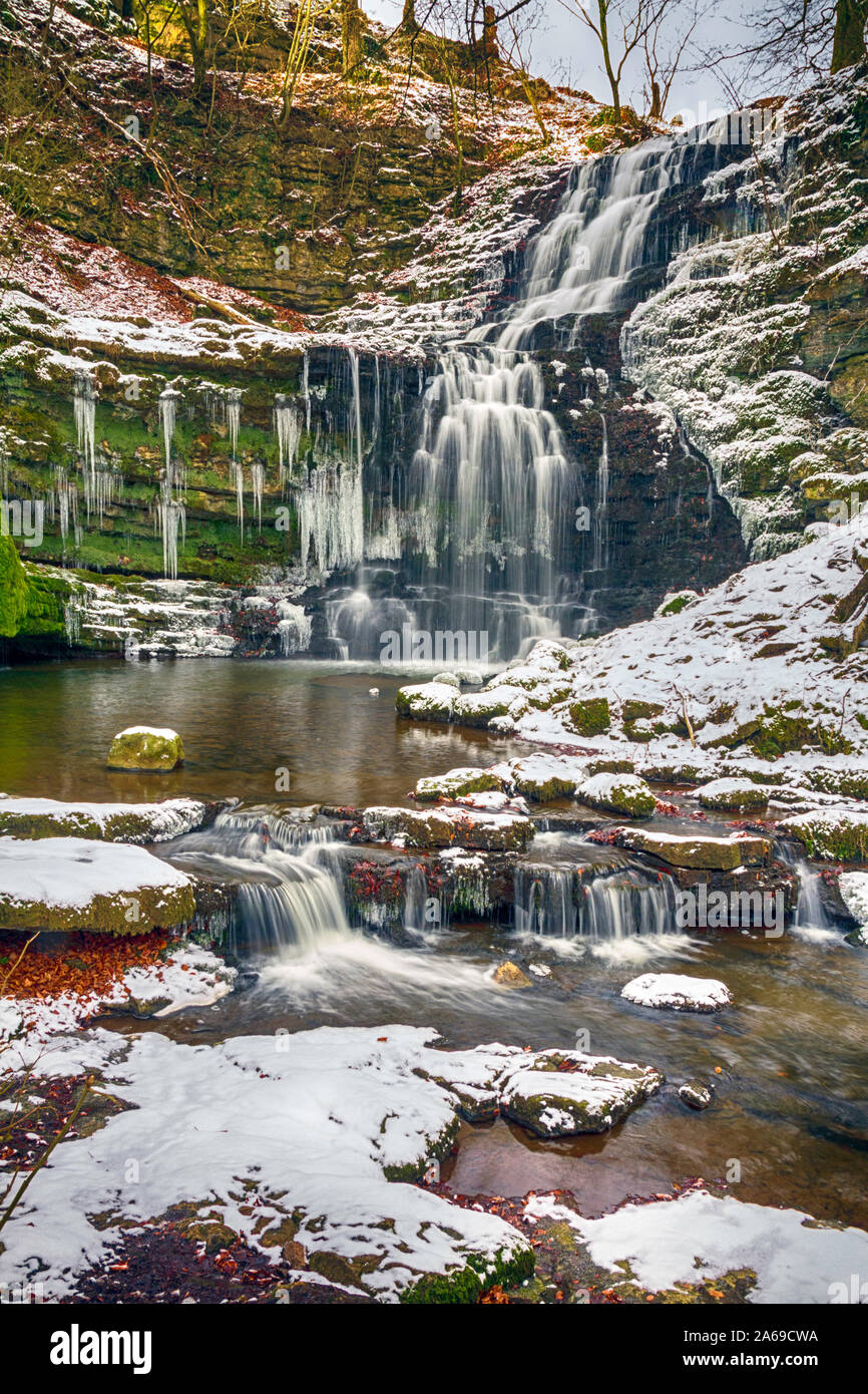 Scaleber Force waterfall in the Yorkshire Dales during winter Stock ...