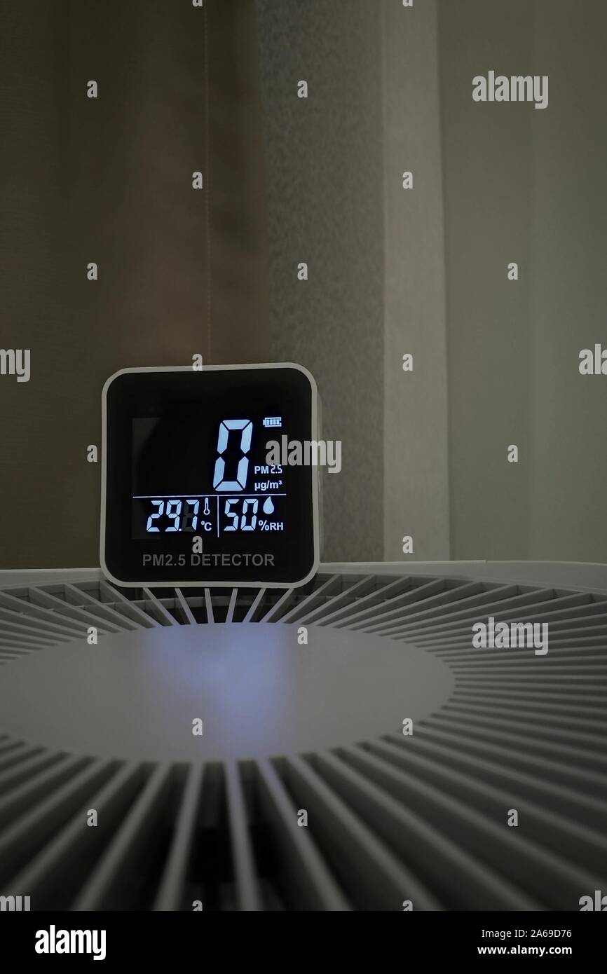 sensor detects no small harmful dust particles in the air. measuring ...