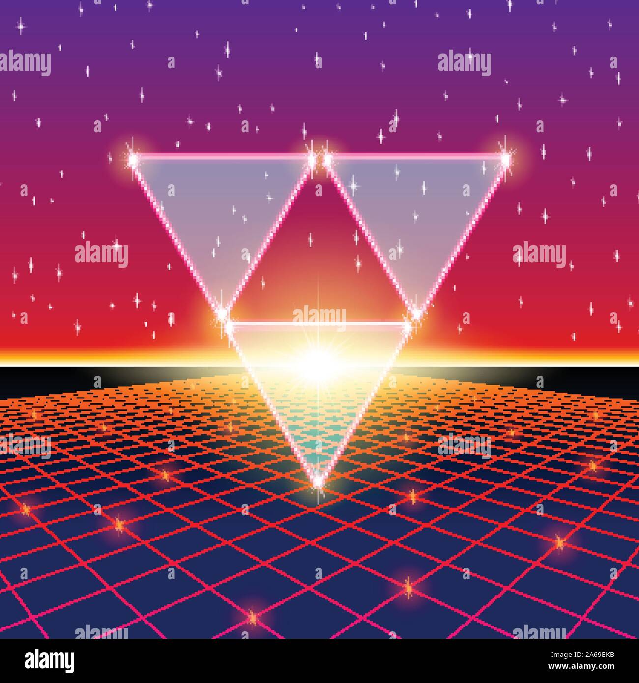 Neon 80s grid triangles hi-res stock photography and images - Alamy