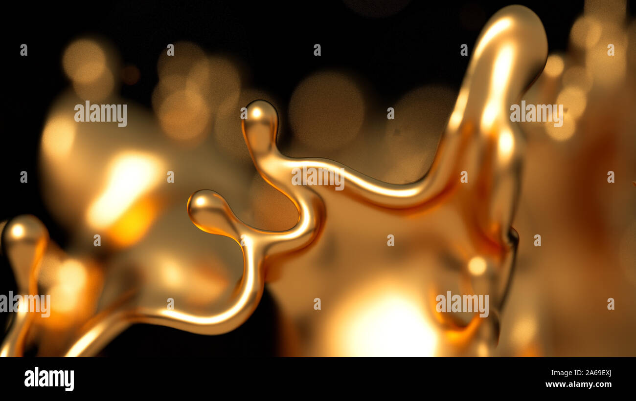 Elegant, luxury splash of gold liquid. 3d illustration, 3d rendering ...