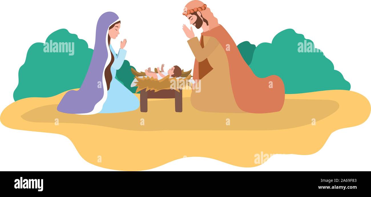 cute holy family manger characters Stock Vector Image & Art - Alamy
