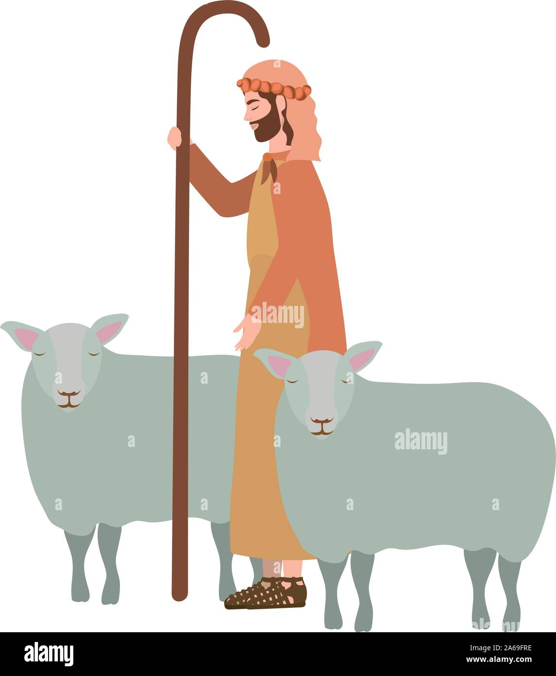 saint joseph with sheeps manger characters Stock Vector Image & Art - Alamy