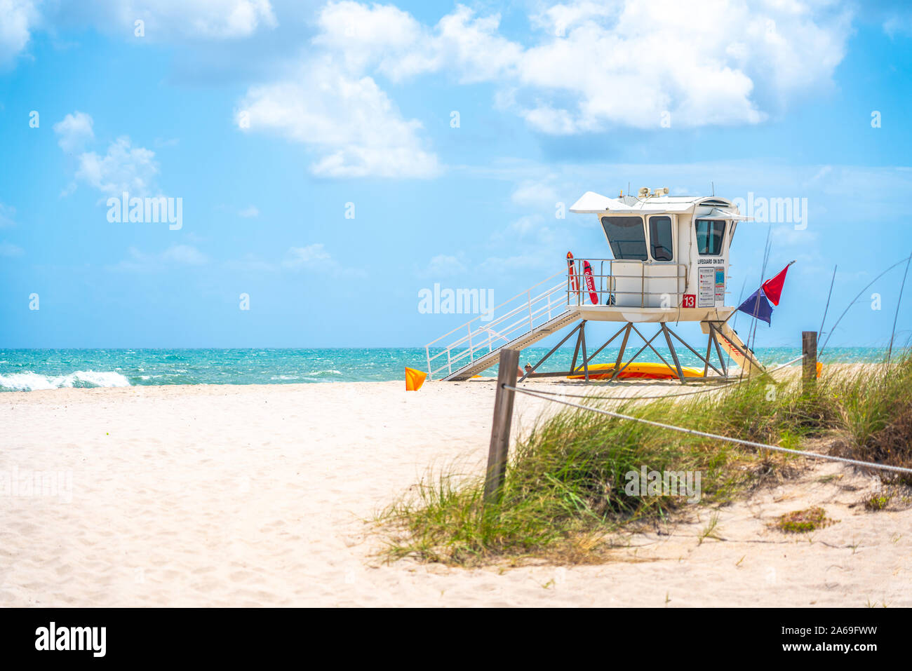 Lifeguard station on the beach in Fort Lauderdale, Florida Stock Photo ...