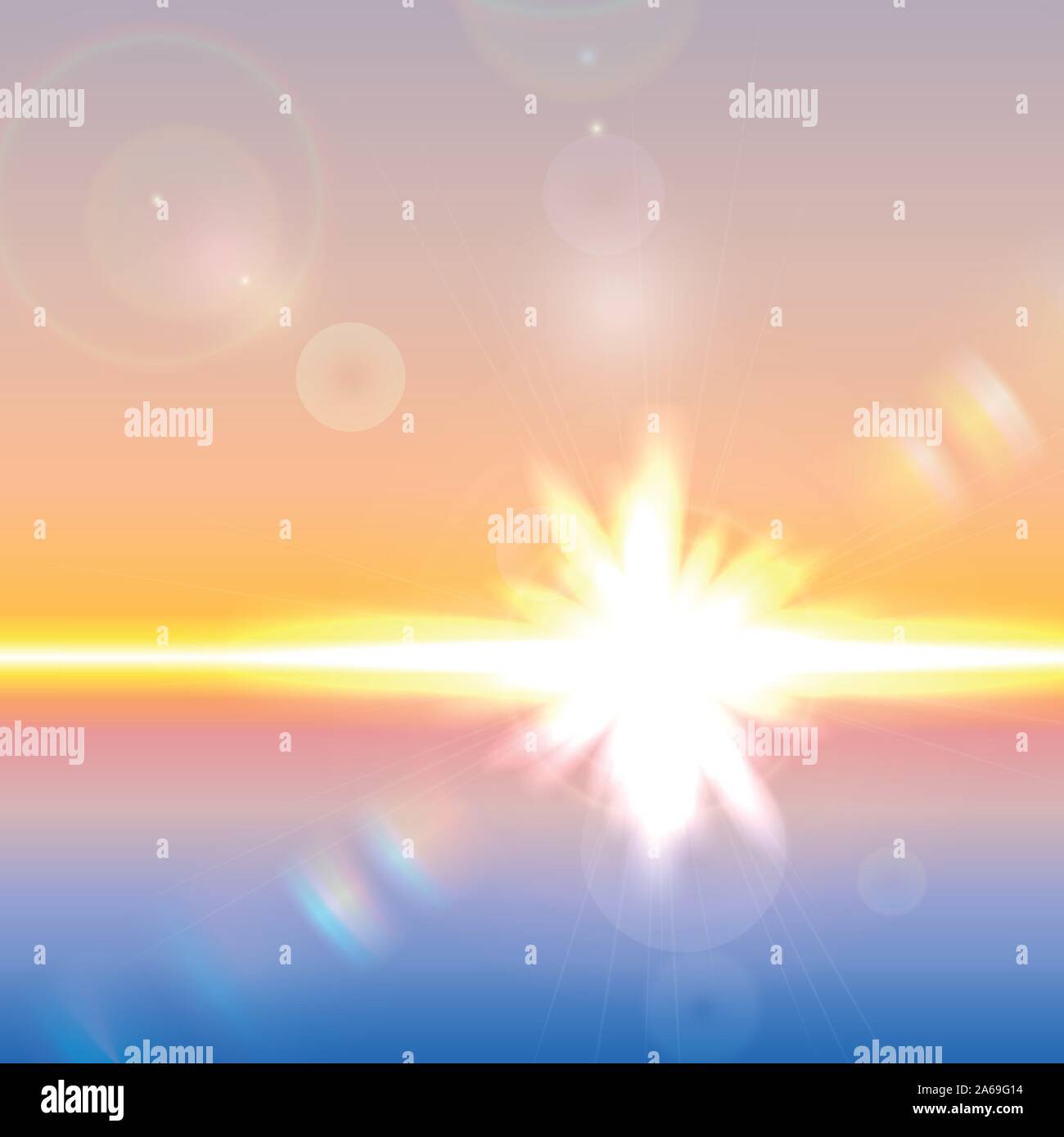 Vector sun over horizon with lens flares Stock Vector Image & Art - Alamy