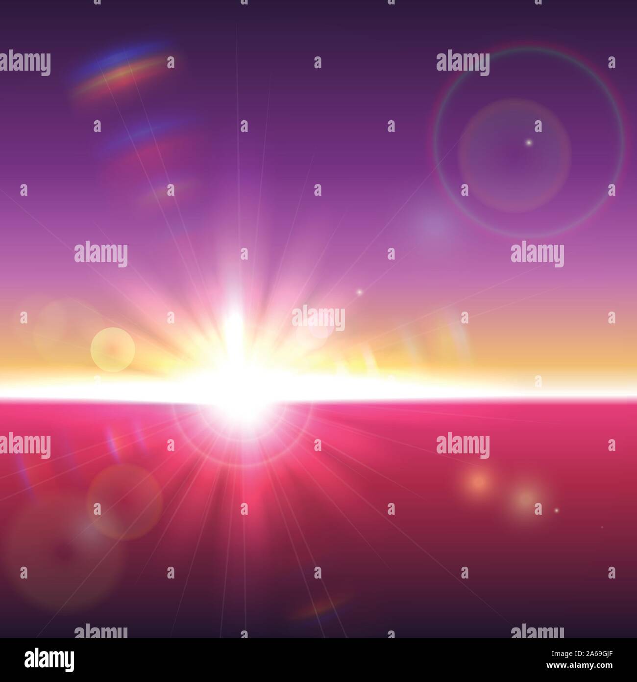 Vector sun over horizon with lens flares Stock Vector Image & Art - Alamy