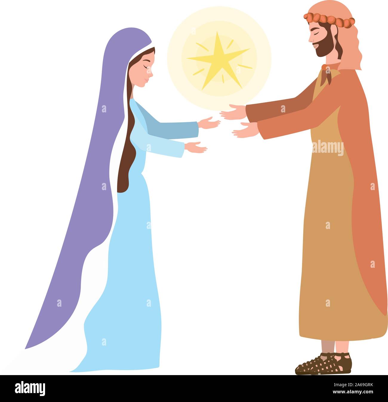saint joseph and mary virgin and star manger characters Stock Vector ...