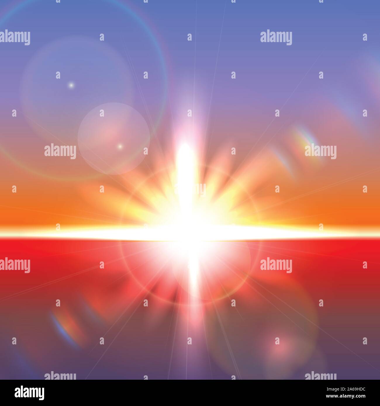 Vector sun over horizon with lens flares Stock Vector Image & Art - Alamy