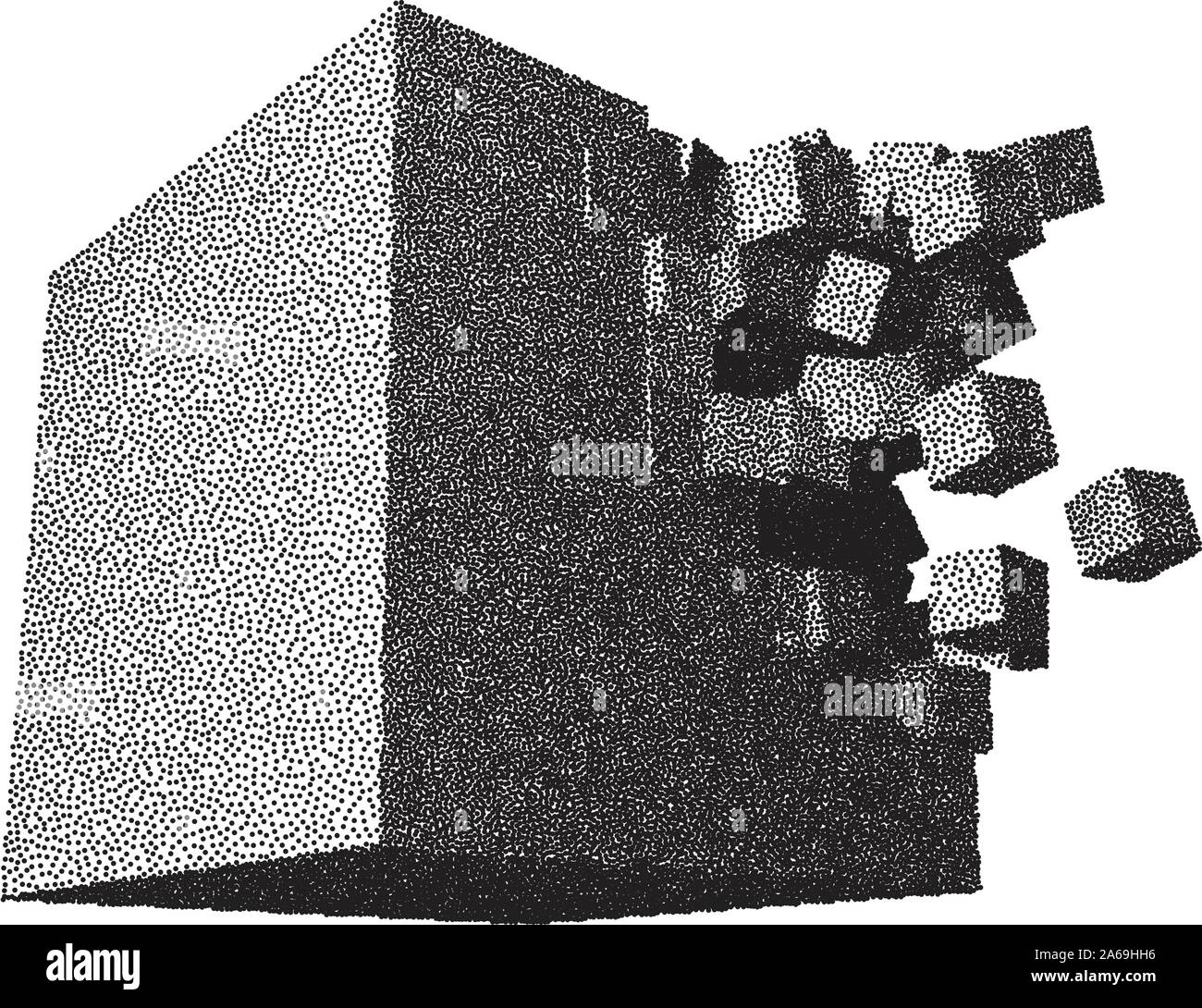 Dotwork raster cube explosion Stock Vector Image & Art - Alamy