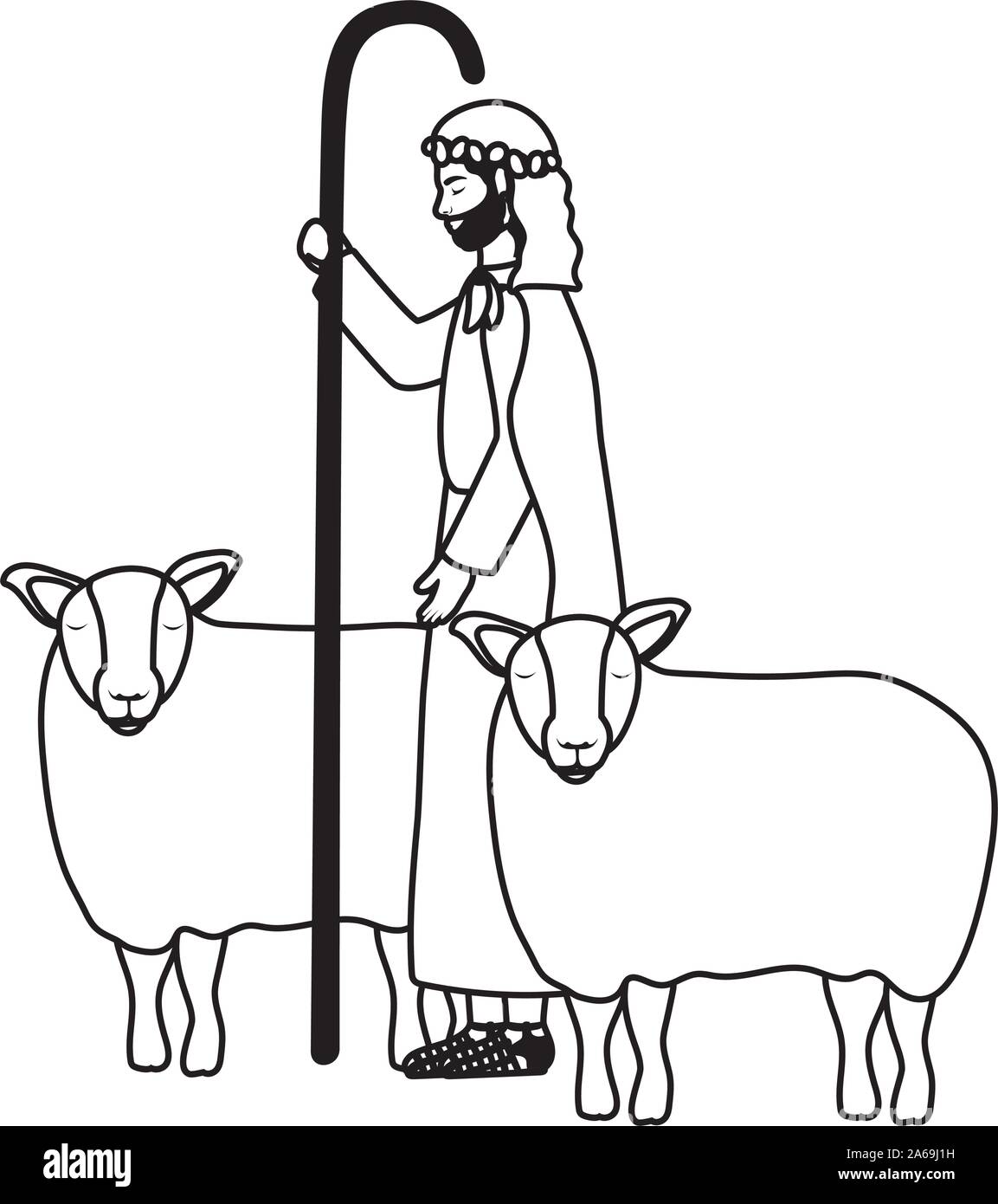 saint joseph with sheeps manger characters Stock Vector Image & Art - Alamy