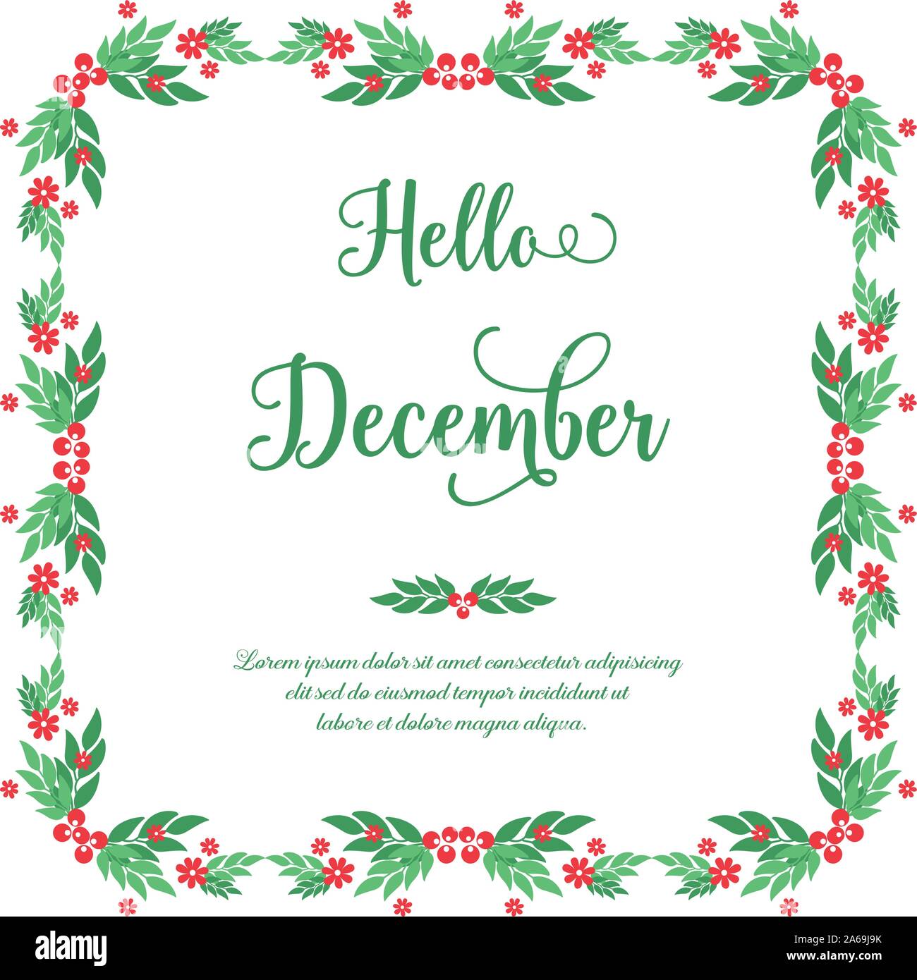 Border ornament of green leafy flower frame for calligraphy greeting ...