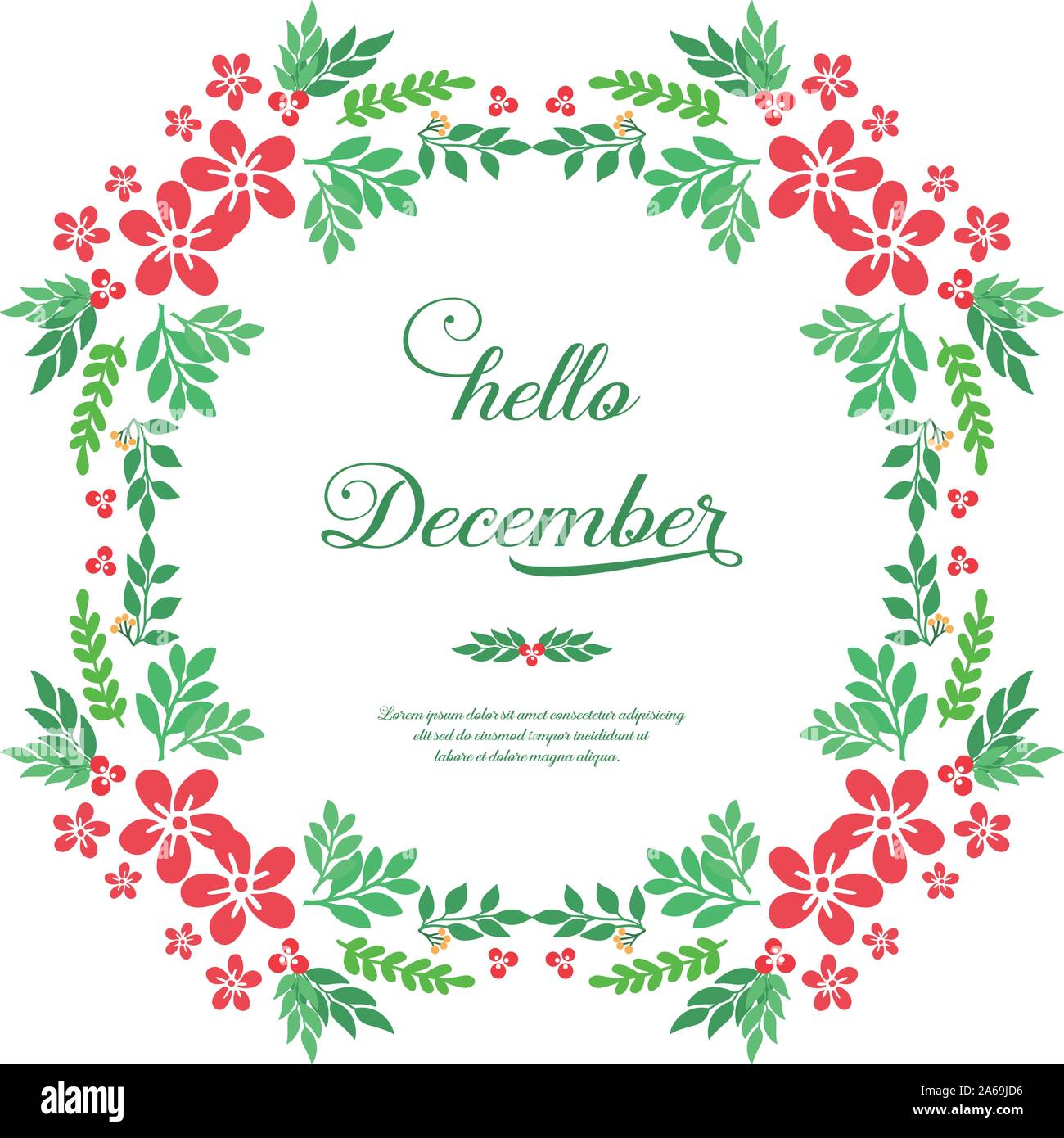 Border ornament of green leafy flower frame for calligraphy greeting ...