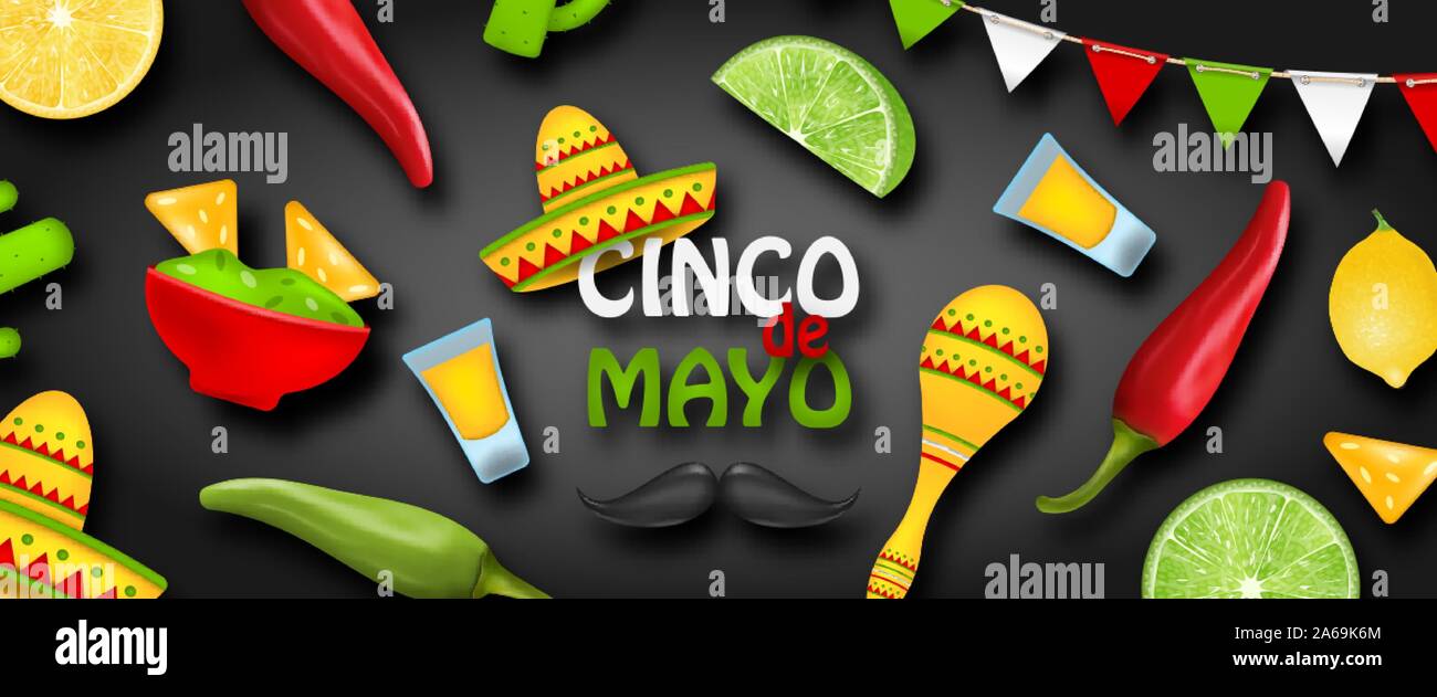 Cinco de Mayo - May 5, Holiday in Mexico. Mexican Banner with National ...