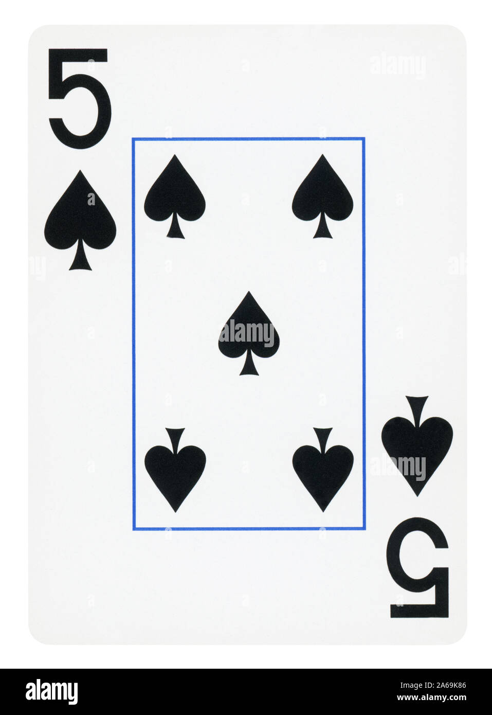 Five of Spades playing card - isolated on white Stock Photo - Alamy