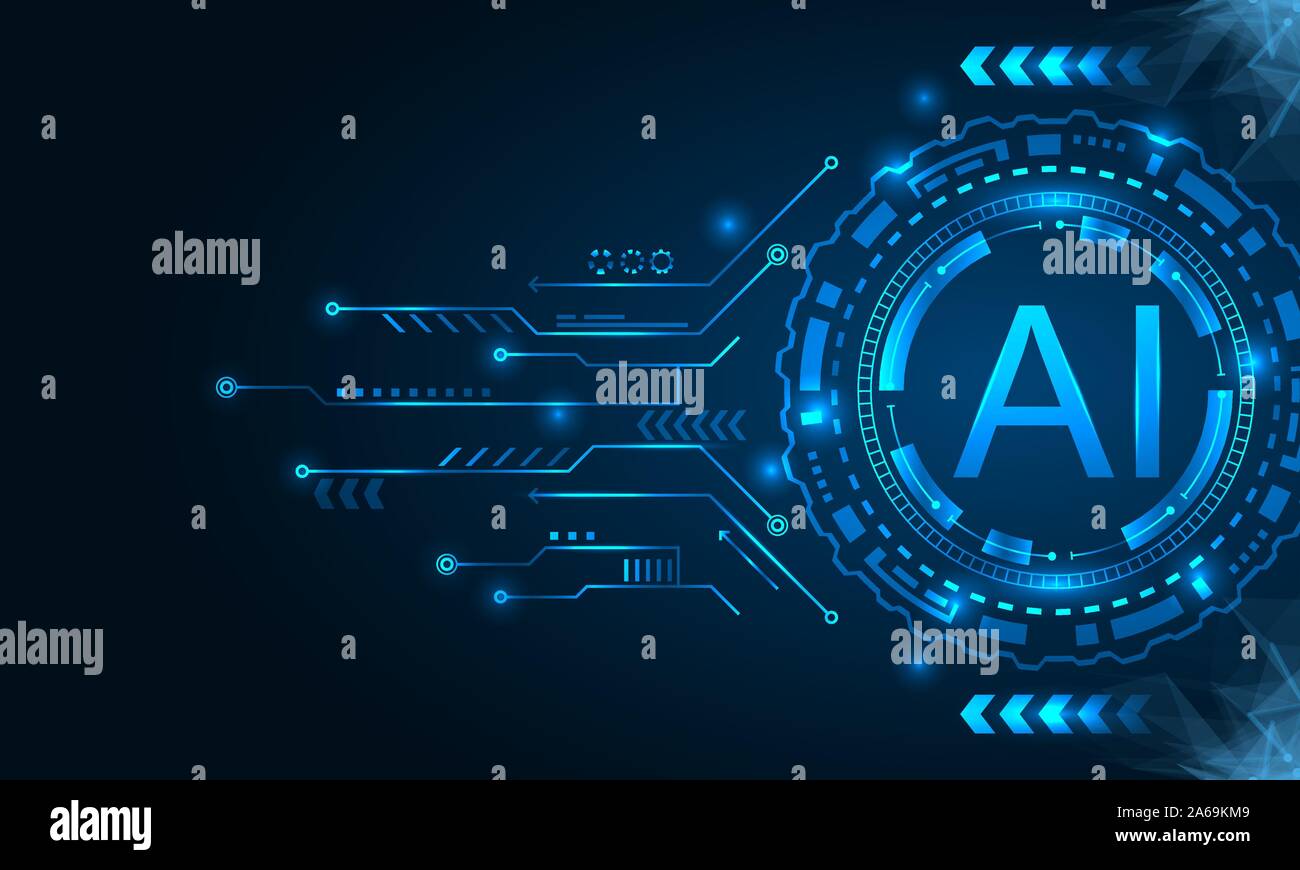 Artificial Intelligence with HUD Elements. AI and Machine Learning Concept - Illustration Vector ...