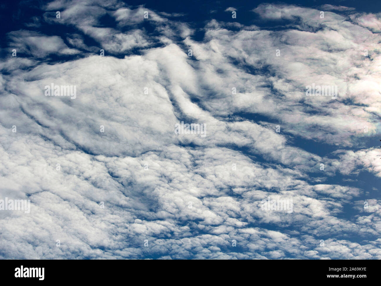 High white wispy cirrus clouds with cirro-stratus in the blue ...