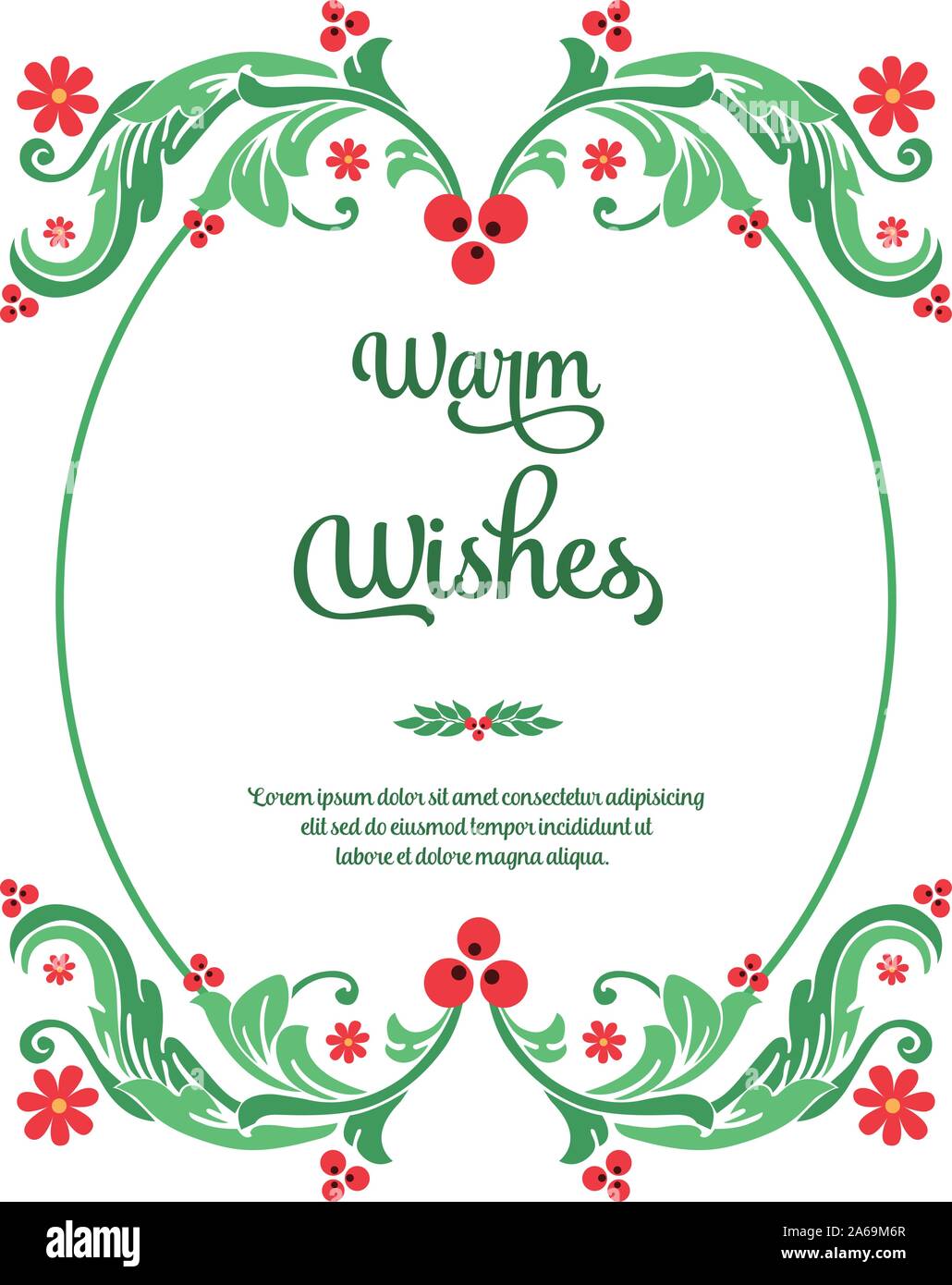 Template warm wishes, with beauty ornament green leafy flower frame ...