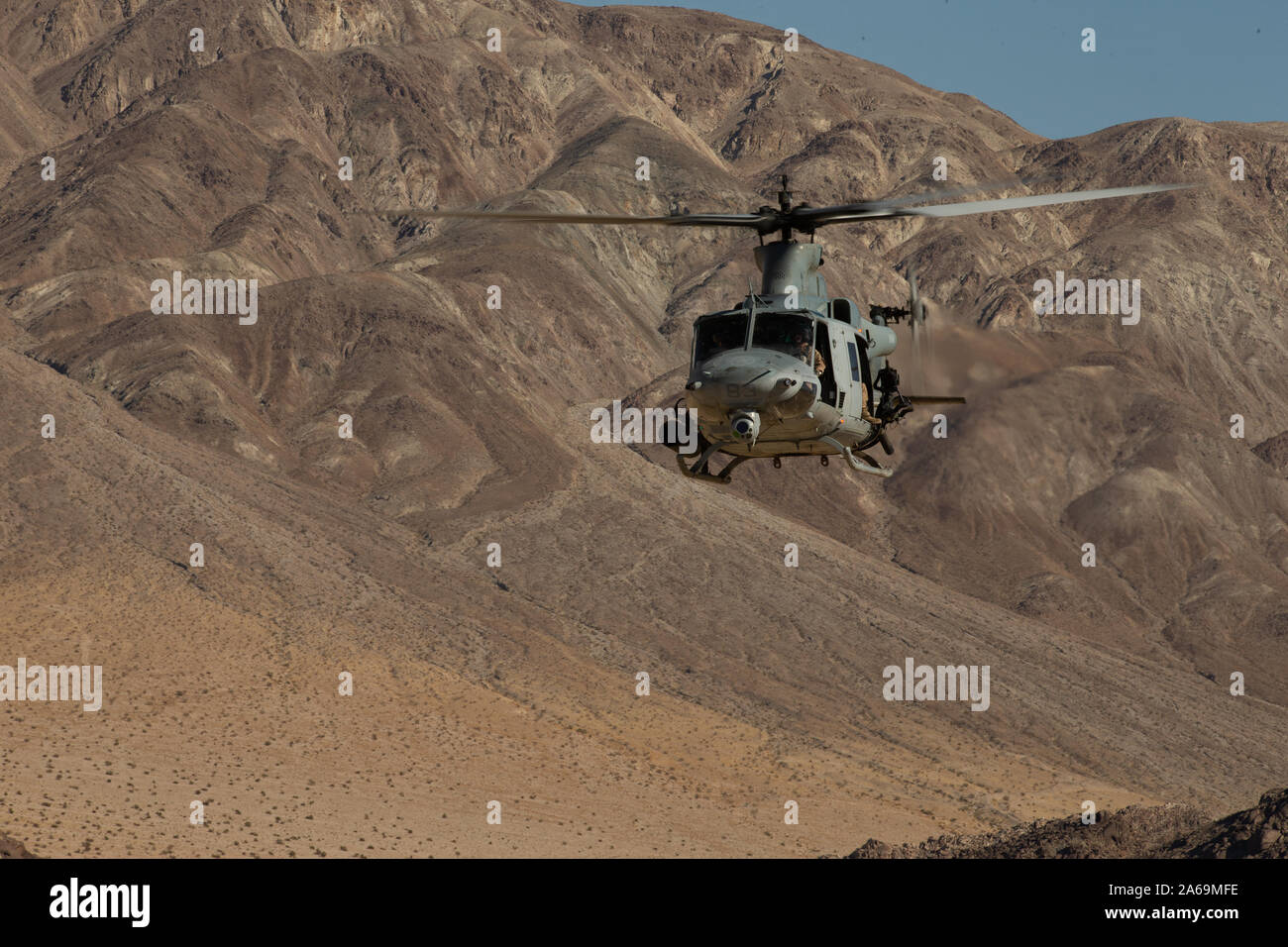 A U.S. Marine Corps UH-1Y Venom helicopter with Marine Light Attack ...