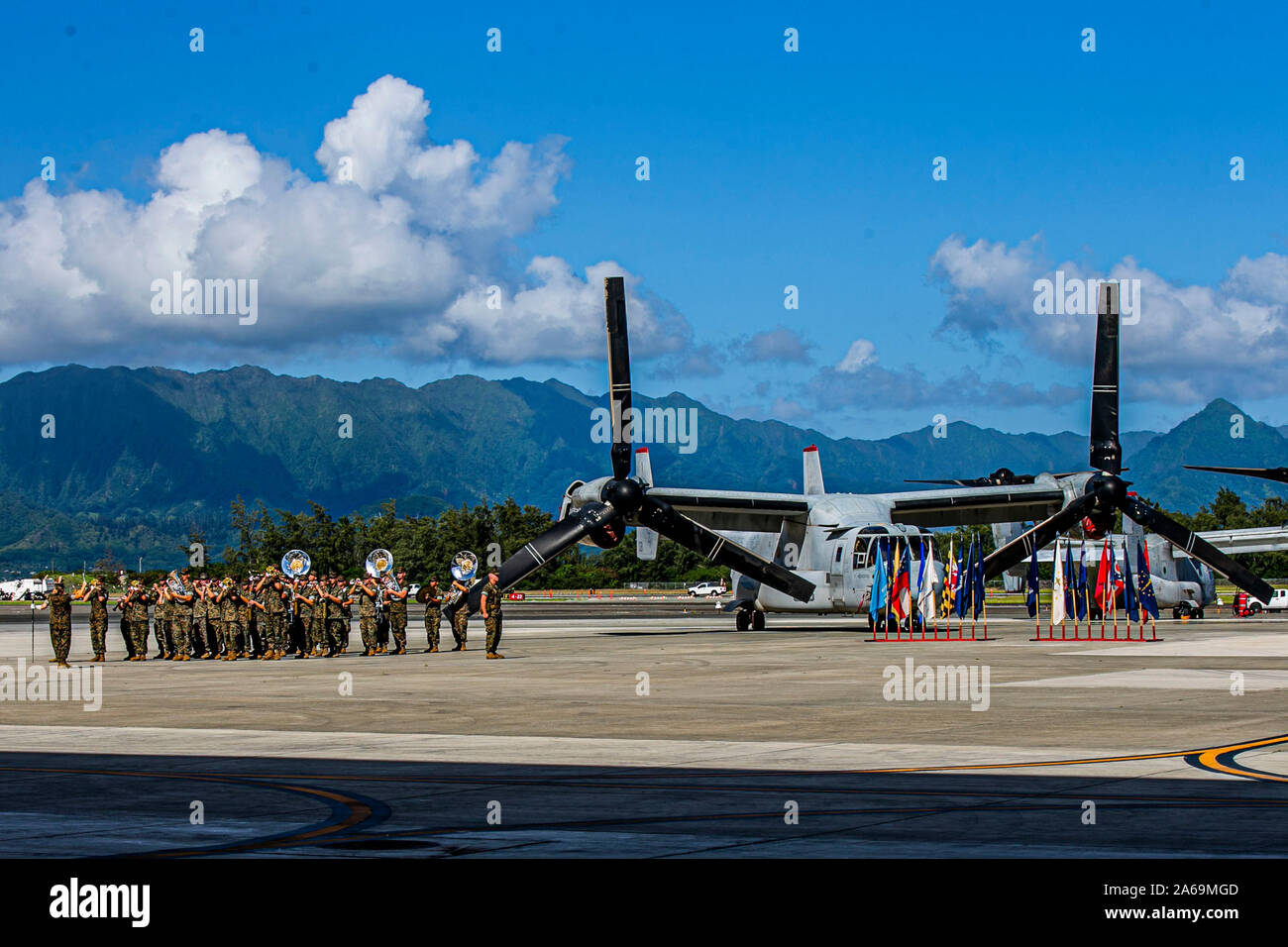 U.S. Marines with the Marine Corps Forces Pacific Band perform during the Marine Medium ...