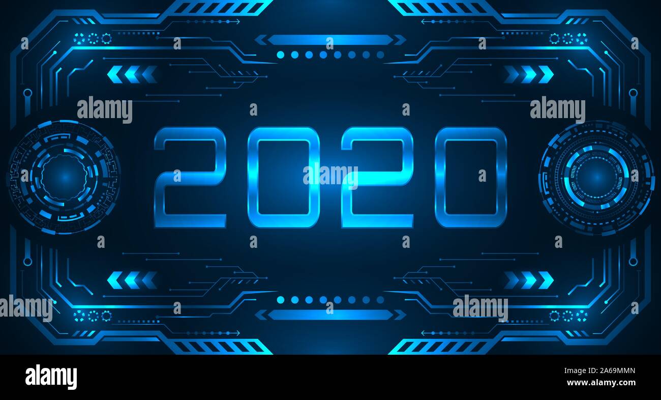 HUD UI Futuristic Frame with Text 2020, Happy New Year. Technology ...