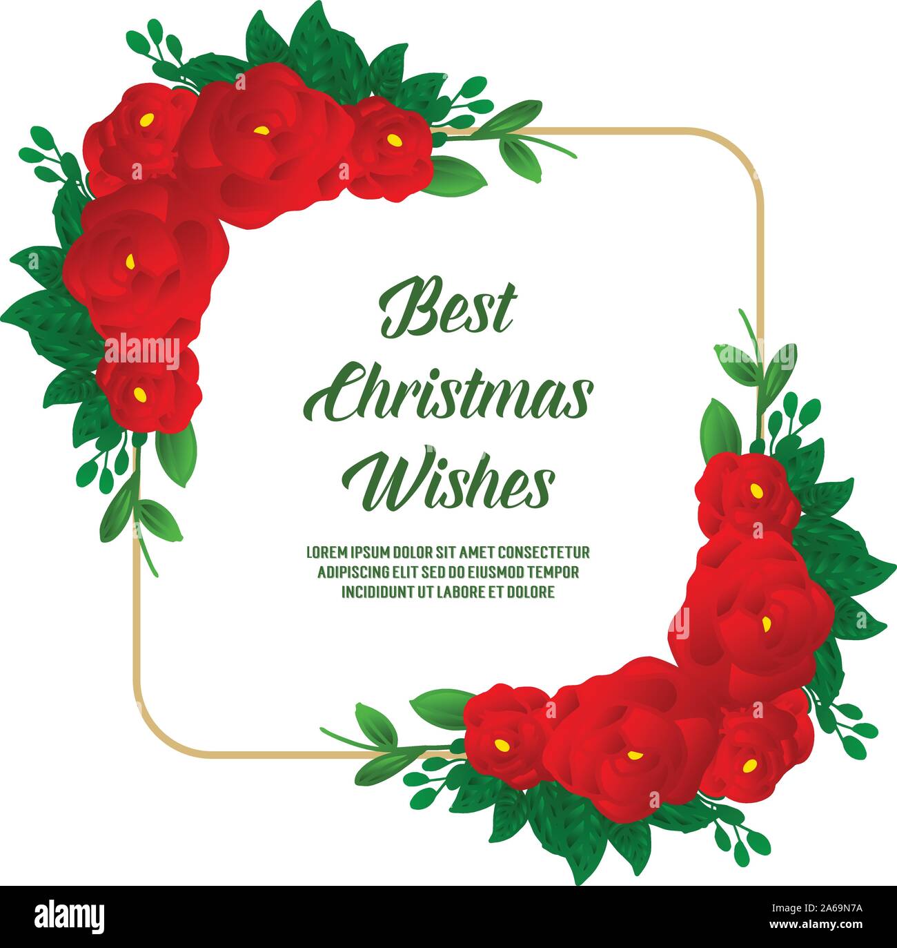 Bright red flower frame, for elegant card best christmas wishes. Vector ...