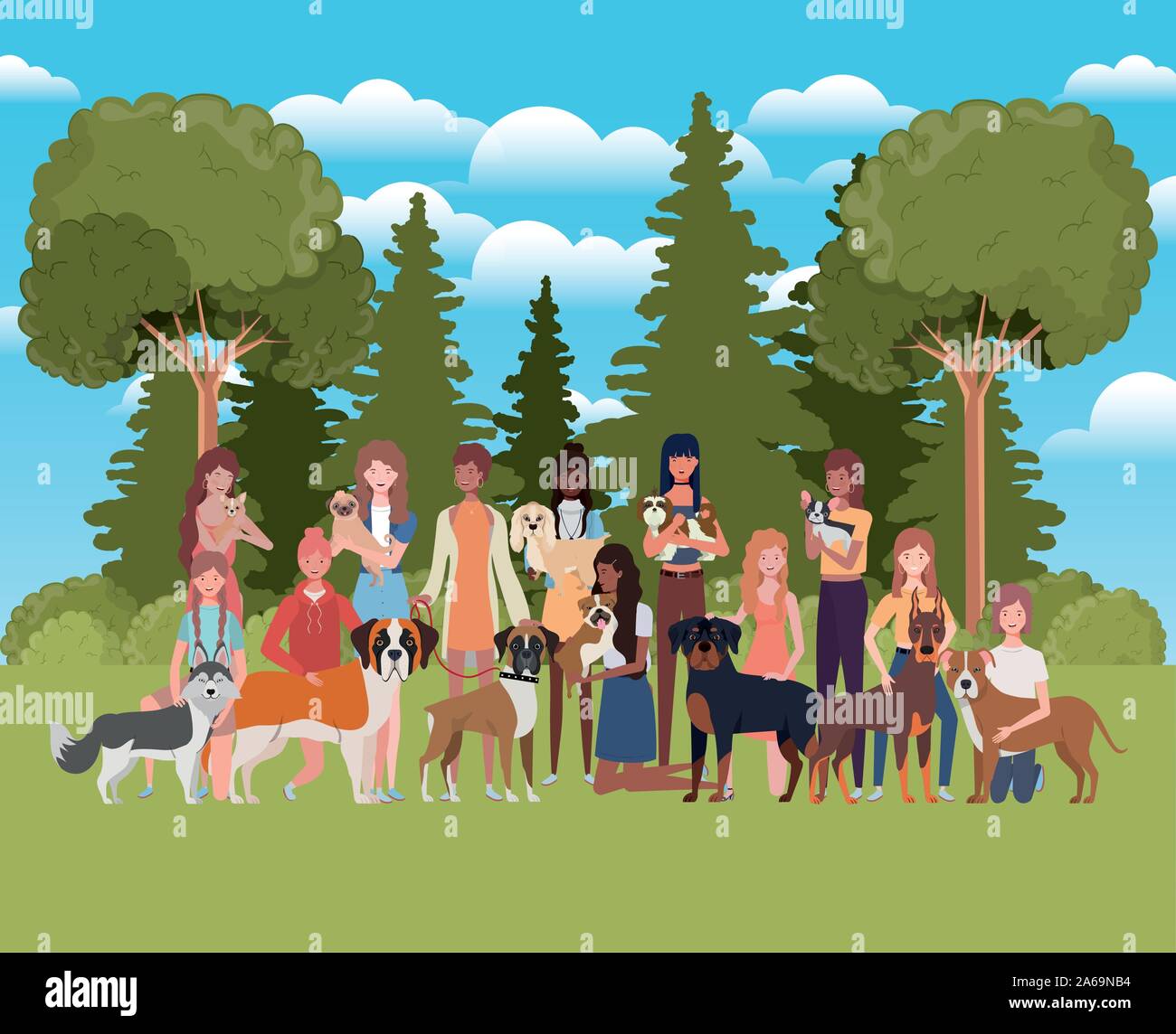 Group with female and young animals Stock Vector Images - Alamy