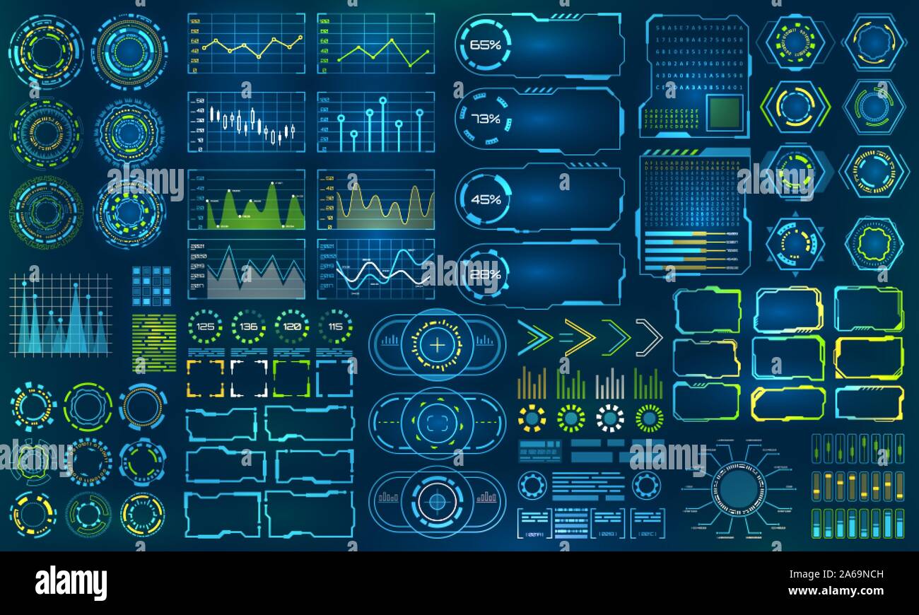 Set Element for Futuristic Design. Interactive Interface Control Panels - Illustration Vector ...