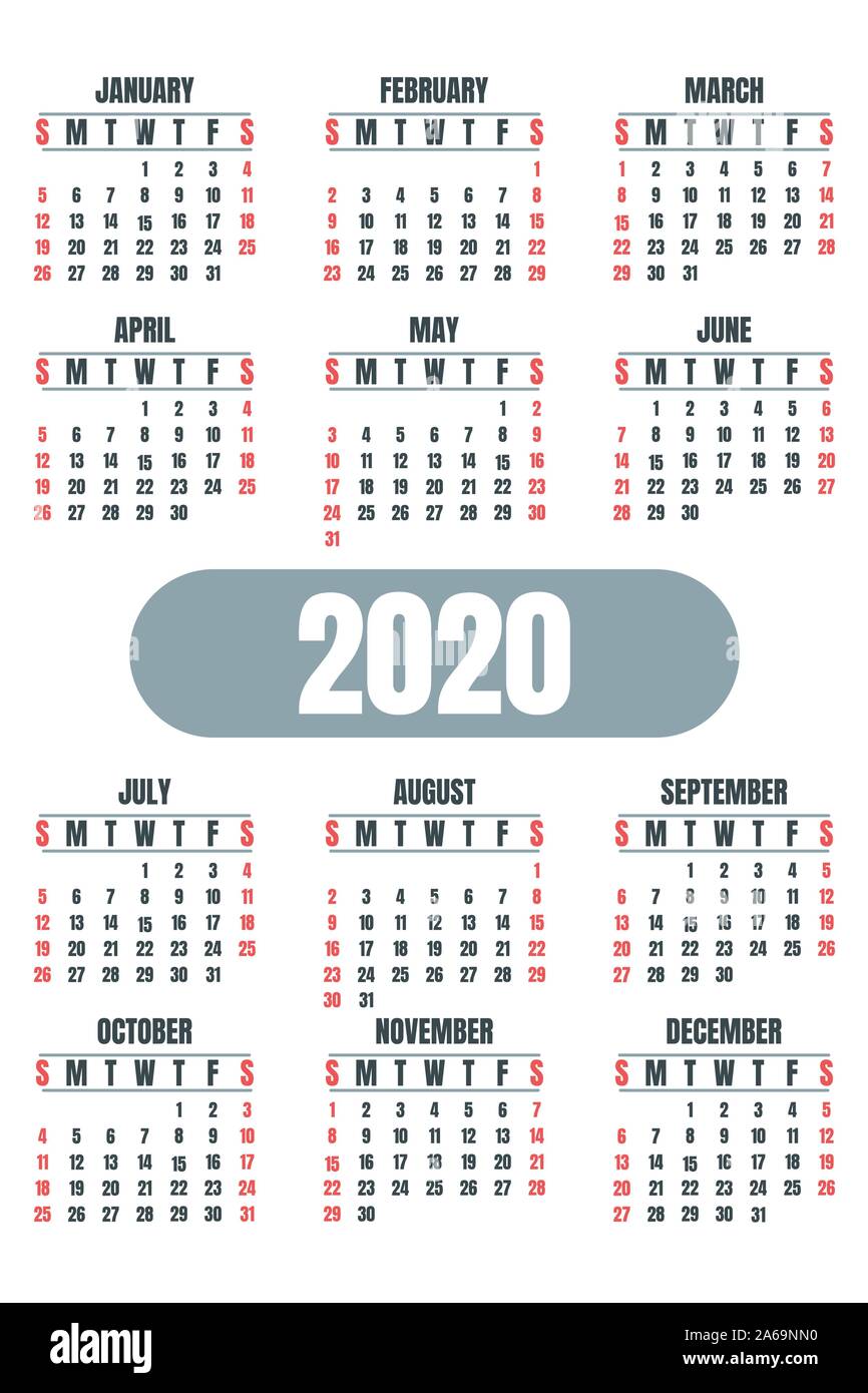 Office wall 2020 calendar concept banner. Flat illustration of office ...