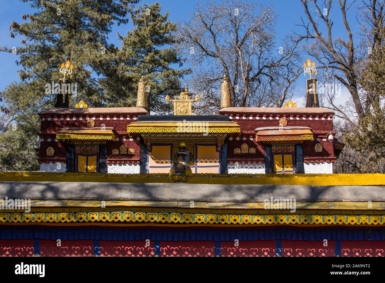 Tibetan religious architecture in Norbulingka, Lhasa, Tibet, with ...