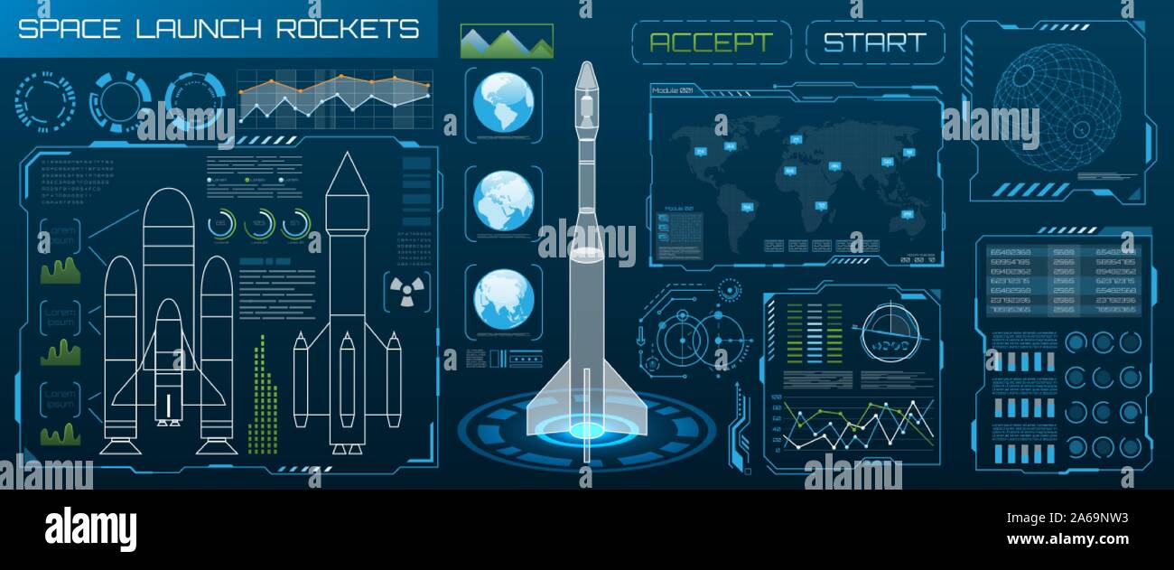 Space Launch Interface Rockets, Sky-fi HUD. Head Up Display ...