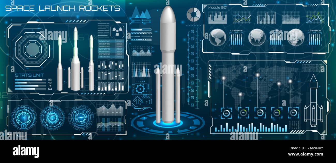 Space Launch Interface Rockets, Sky-fi HUD. Head Up Display. Template ...
